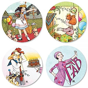 Mary Engelbreit Birthday Seals (4 Designs), 1 1/2" Diameter; 24 Envelope Seals