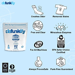 Laundry Detergent Powder, 92 Load/55oz. 'Free & Clear' Powder Laundry Detergent for Sensitive Skin. ProvenSafe™ Laundry Stripper Washing Detergent w/Odor & Stain Remover for Activewear & All Fabrics