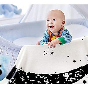 Baby Monthly Milestone Blanket Moon - Neutral Personalized Month Blanket for Boy Girl Newborn Soft Plush Fleece Photography Background Bonus Felt Milestone Number Set Large