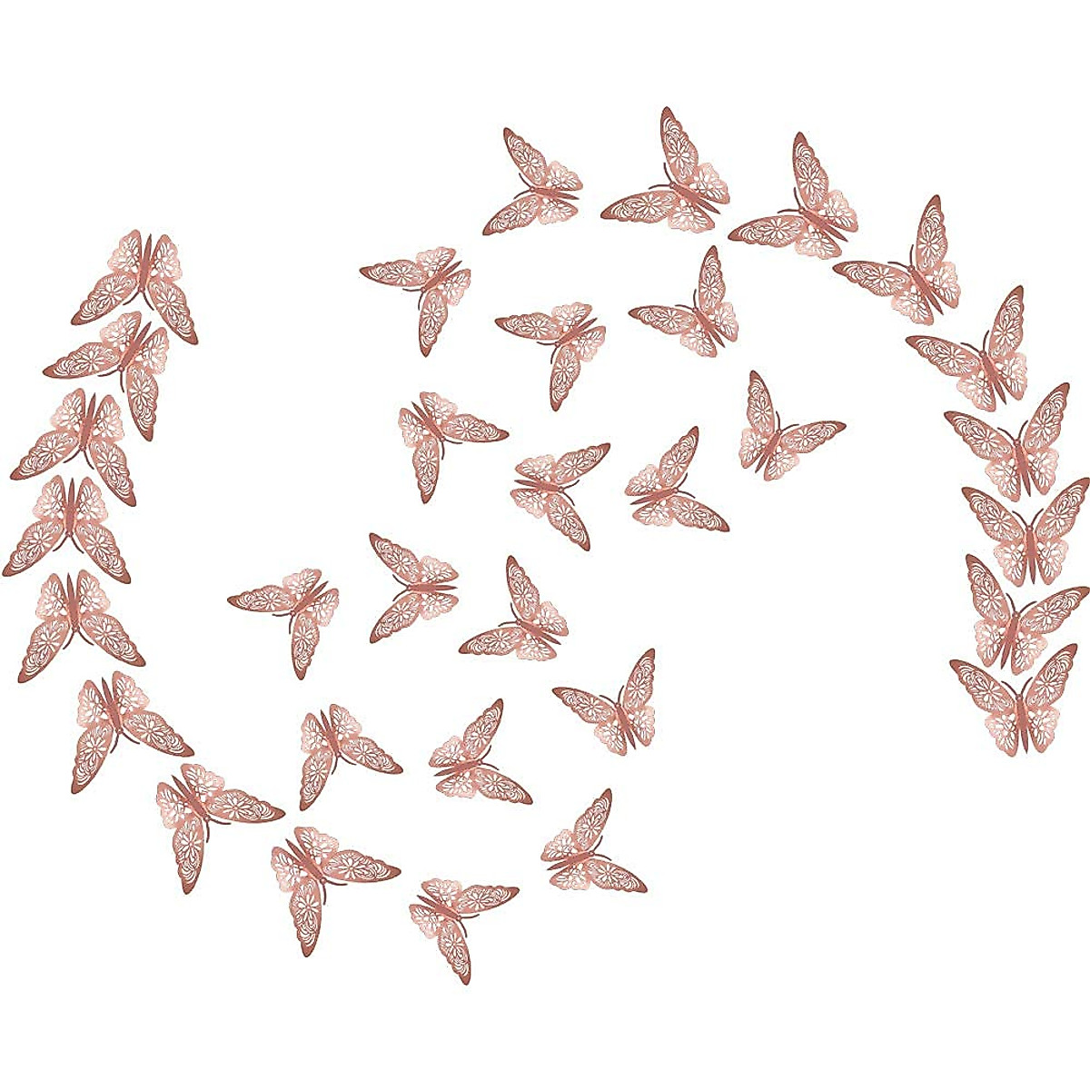 24 Pcs Butterfly Wall Stickers,Butterfly Wall Decor,Butterfly Wall Decals,Butterfly Stickers for Butterfly Party Decorations,Butterfly Birthday Decorations,Butterfly Cake Decorations(Rose Gold)