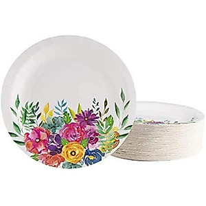 Juvale 80 Pack Vintage Disposable Floral Party Plates, 9 Inches, Ideal for Tea Parties, Weddings, Bridals, Baby Showers, Outdoor Lunch