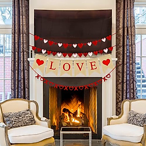 4Pcs Valentines Day Decorations Set Love Heart XO Garlands Banner for Engagement Wedding Party Home Classroom Office, No DIY Required