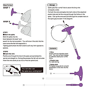 Xtrada IKEJIME KIT Authentic Ike Jime Tools: Ikijime Fish Spike With Wire Stainless Steel (Imported From Japan) Magenta Iki Jime Handle Long Ikejime Kit