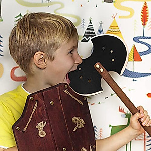 LOVARE Home Decor Wooden Shield - Viking Shield Wooden - Wood Shields and Axe Wooden - Wooden Viking Wood Sword and Shield - Wooden Shields for Boys - Wooden and Shield Set - Shield Unfinished Wood