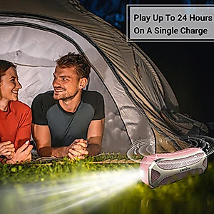 comiso Portable Bluetooth Speaker, Waterproof IPX7 Shower Speaker Outdoor Pink Speaker with Light, 30W Loud Sound Powerful Bass, Dual Stereo Pairing, Handsfree Call Bluetooth 5.0 24H for Travel Hiking