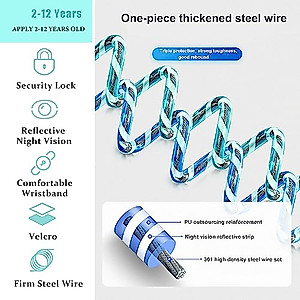 Anti Lost Wrist Link 2 Pack, WSZCML Toddler Safety Leash with Key Lock, Reflective Child Walking Harness Rope Leash for Kids & Babies, 2.5M / 8.2ft Cyan + 2.5M / 8.2ft Light Pink