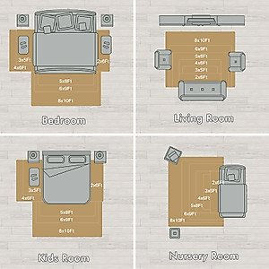 Ompaa Beige 8x10 Feet Large Area Rugs Fluffy Living Room Carpet, Wall to Wall Big Shag Light Tan Rug for Bedroom Kids Playroom Classroom Nursery Home Office Decor