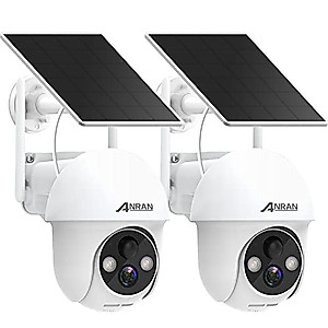 ANRAN 2K Security Camera Wireless Outdoor, Solar Outdoor Camera with 360° View, Smart Siren, Spotlights, Color Night Vision, PIR Human Detection, Pan Tilt Control, 2-Way Talk, Q01W 2 Packs