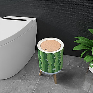 Trash Can with Lid cactus pattern texture mexican saguaro tile plant seamless close up Garbage Can Round Waste Bin Press Cover Dog Proof Wastebasket for Kitchen Bathroom Living Room Nursery 1.8gal