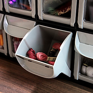 SHUTER Small Parts Tool Organizer, Tilt Out Stackable Craft Sewing Cabinet, Garage Storage, Dental Tip Out Bin Design, 8 Compartment, Warehouse Kits Included, Black, FO-308