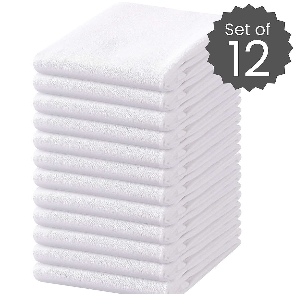 Cotton Clinic Flour Sack Towels White 26"x26" - 100% Cotton Flour Sack Kitchen Towels - Multi Purpose Dish Towels for Drying Dishes - 12 Pack