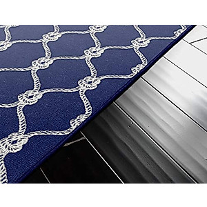 Brumlow Mills Nautical Rope Ocean Trellis Knot Area Rug for Beachy Home Décor, Living Room Carpet, Kitchen Mat or Entryway Rug, 2'6" x 3'10", Blue
