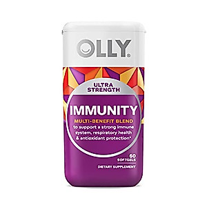 OLLY Ultra Strength Immunity Softgels, Immune and Respiratory Support, Zinc, Vitamin C + D, Supplement, 30 Day Supply - 60 Count