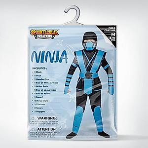 Spooktacular Creations Blue Ninja Costume for Kids, Ninja Costume for Toddler Boys Halloween Dress Up, Role Play (Small(5-7yr))