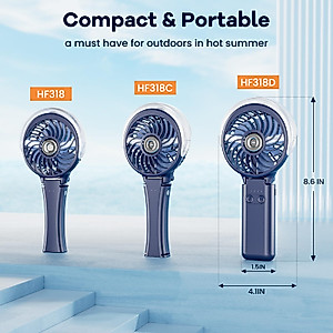 HandFan 5200mAh Portable Misting Fan with Charger, Rechargeable Handheld Personal Mister Fan, Battery Operated Spray Water Mist Fan, Electric Mini Hand Fans for Beach, Travel, Outdoors(Royal Blue)