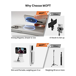 MOFT Phone Tripod Stand Compatible with iPhone 15/14/13/12 Series, Angle Adjustment & Strong Magnets & MagSafe Compatible MOVAS Invisible Selfie Stick Tripod, Misty Cove