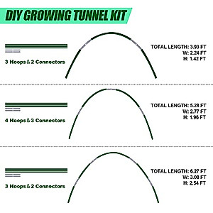 Green Garden Hoops 15 Sets of 6.56 ft Long 75pcs 15.7" with Dia 0.354 in Support Hoops for Garden Stakes,Raised Bed (75)