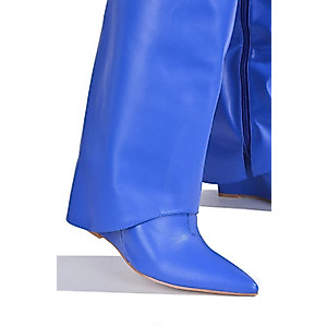 Cape Robbin Women's Pointed Toe Wedge Heel Knee High Boots Valeri (Blue, us_footwear_size_system, adult, women, numeric, medium, numeric_7)