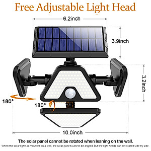 Luposwiten Solar Outdoor Lights, 4 Heads Motion Sensor Outdoor Lights IP65 Waterproof Solar Flood Lights Outdoor 302 LED Outdoor Solar Lights for Yard, Garage, Garden, Patio, Front Door (2 Packs)