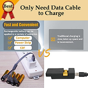 Rechargeable AA Batteries,4 Pc-1.5v AA Lithium Batteries,4-In-1 Type-C USB AA Rechargeable Battery,2000 mAh AA Batteries Rechargeable,Lithum-Ion Battery AA,Charges 1.5 Hours,Reuse Over 1200 Times