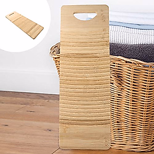 Cabilock Bamboo Washboard Clothes Washboard Anti Slip Laundry Cleaning Board Manual Clothes Washing Tool for Home School 50X17CM