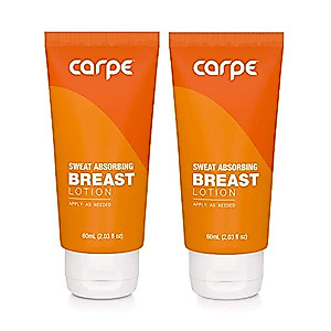Carpe No-Sweat Breast (Pack of 2) - Helps Keep Your Breasts and Skin Folds Dry - Sweat Absorbing Lotion - Helps Control Under Breast Sweat - Great For Chafing and Stain Prevention