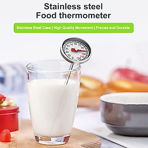Altsuceser Kitchen Food-Cooking Meat Coffee Thermometer, Physical Sensing Stainless Steel Thermometer for Milk Foam Frothing Chocolate Water Grill, Turkey, BBQ Black