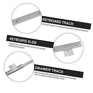 WOONEKY Keyboard Rails Keyboard Tray 1 Pair Full Slide Thickness White Construction Side Bearing Inches Mounting Furniture Stand Slide-Out Out Duty Steel Metal Mount Track Drawer