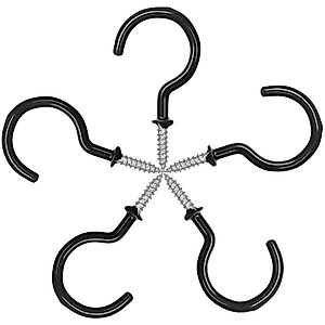 25 Pack Cup Hook Ceiling Hooks, 2.9 Inches, FineGood Vinyl Coated Screw-in Hanger for Indoor and Outdoor Use - Black