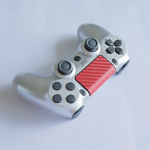 2Pcs of HOTLINEGAMES Touchpad Protector Compatible with PS4 Controller, Enhanced Texture Skin Compatible with PlayStation 4 DualShock,Pre-Cut,Easy to Apply,Easily Add Protection (Carbon Red)