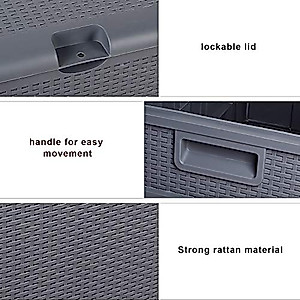 120 Gallon 460L Patio Deck Box for Storage, Outdoor Garden Plastic Storage Deck Box with Lockable, Large Wicker Storage Container for Patio Furniture Cushions, Throw Pillows, Garden Tools, Toys