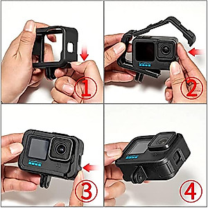Protective Housing Case for Gopro Hero 9/Hero 10/Hero 11 Black, Housing Frame Case Mount Accessories for Gopro Hero9 Action Camera Accessory Kit with Quick Pull Movable Socket and Screw