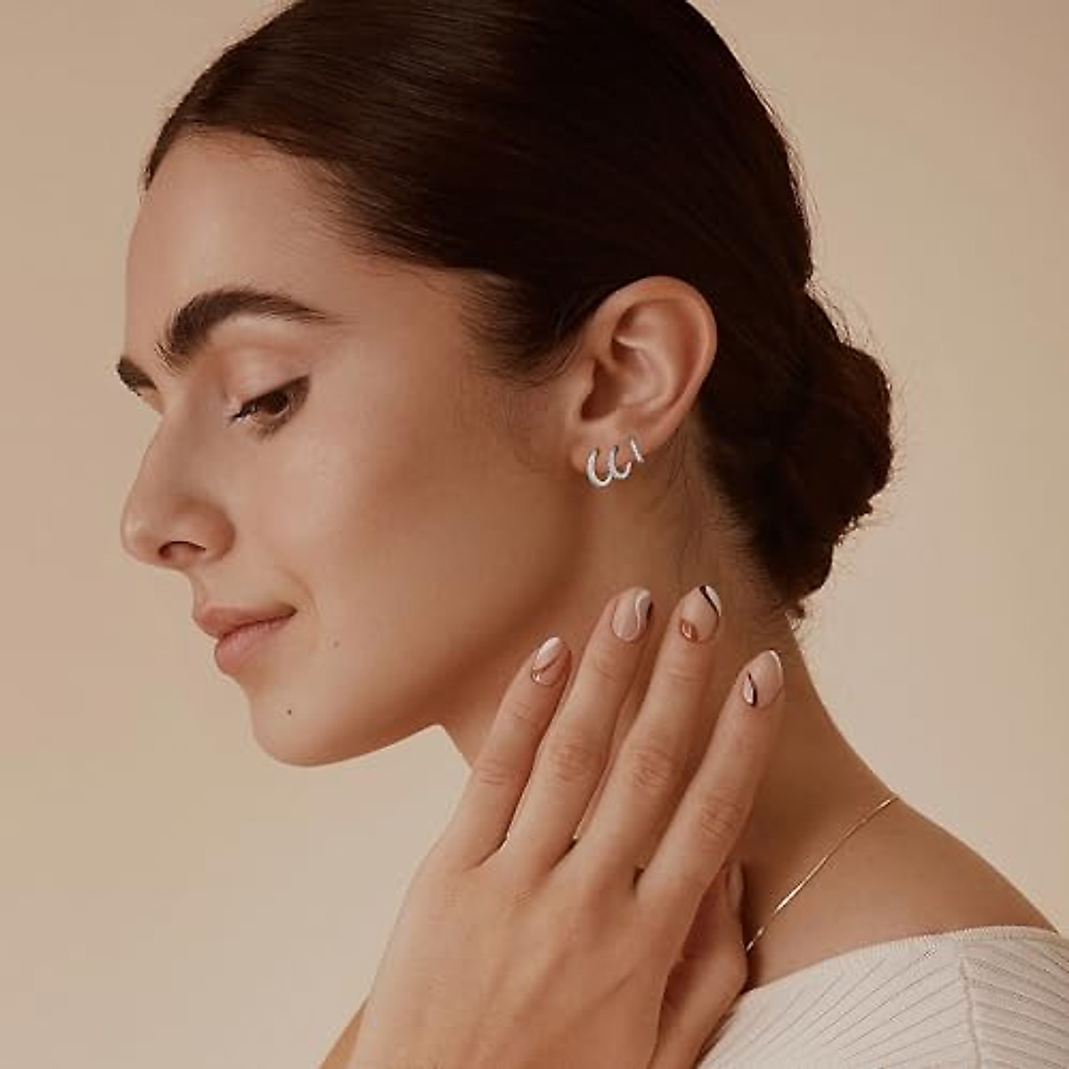 micuco 3 Pairs Small Hoop Earrings Tiny Cartilage Earrings for Women Cubic Zirconia Earrings White Gold Plated Huggie Hoop Ear Piercing Earrings for Men Silver Plated 8mm 10mm 12mm