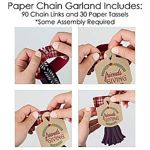 Big Dot of Happiness Friends Thanksgiving Feast - 90 Chain Links and 30 Paper Tassels Decoration Kit - Friendsgiving Party Paper Chains Garland - 21 feet