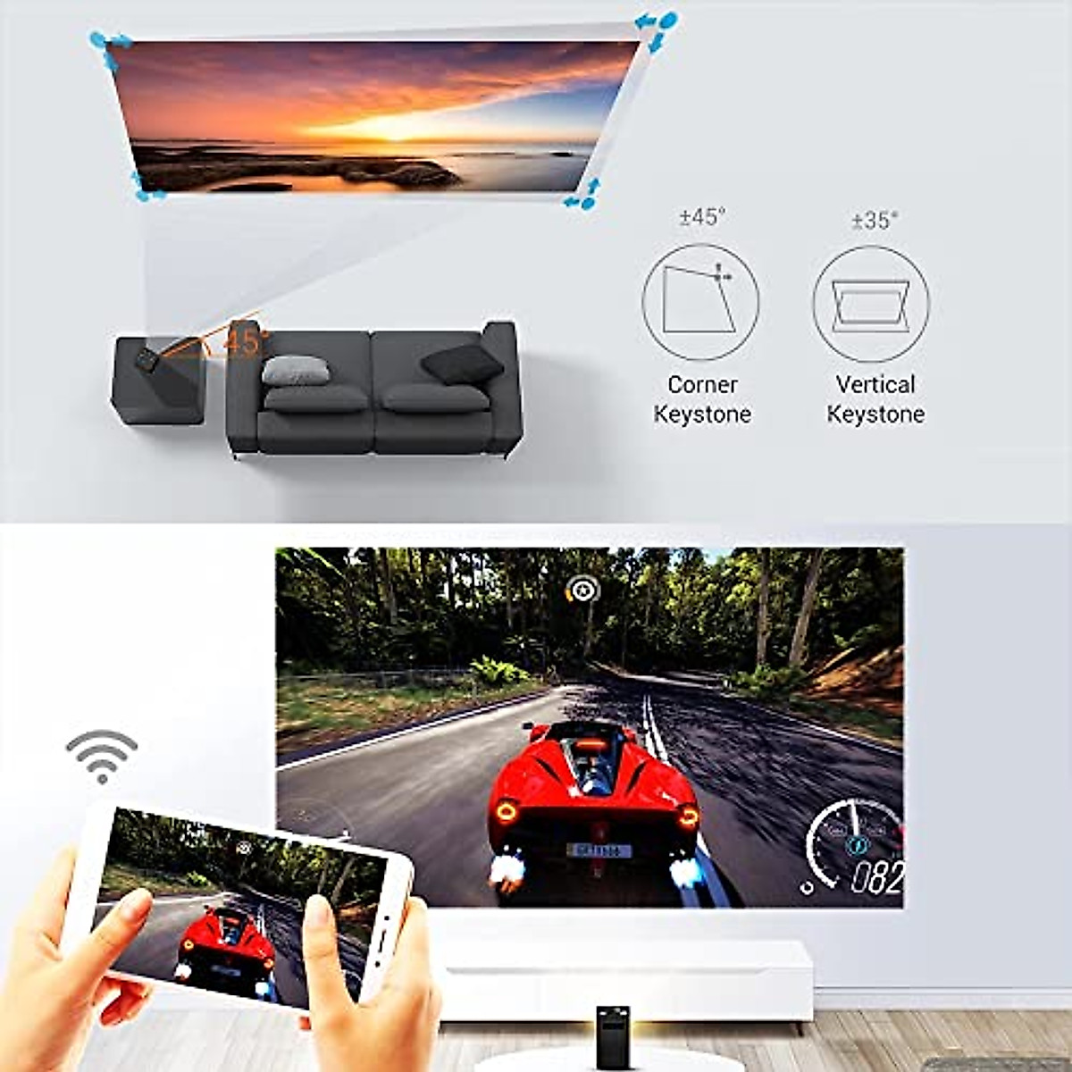 2022 New C900 Mini Projector Home Ultra-High Definition 4K 5G WiFi Projection Micro Projector Portable Office Supplies Home Theater
