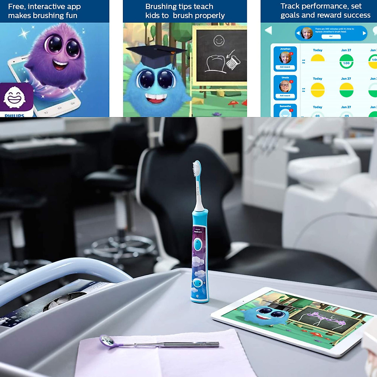 Philips Sonicare for Kids Ice Age, Bluetooth Connected Rechargeable Electric Toothbrush, HX6321/05