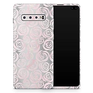 DesignSkinz Karamfila Silver & Pink Marble V15 Protective Vinyl Decal Wrap Skin Cover Compatible with The Samsung Galaxy S20 (Screen Trim & Back Glass Skin)