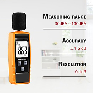 Hand-Held Sound Level Meter,V-Resourcing 30~130 dB Decibel Noise Measurement Tester with Backlight Digital LCD Display for Indoor/Outdoor Uses [Max/Min/Hold Function]