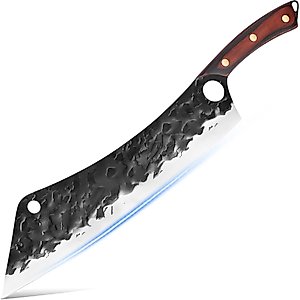 XYJ 12 Inch Long BBQ Knife Set Full Tang Brisket Turkey Meat Chopping Slicing Knife Razor Sharp Stainless Steel Blade Non-stick Effort Saving Finger Control Chef Knives With Whetstone