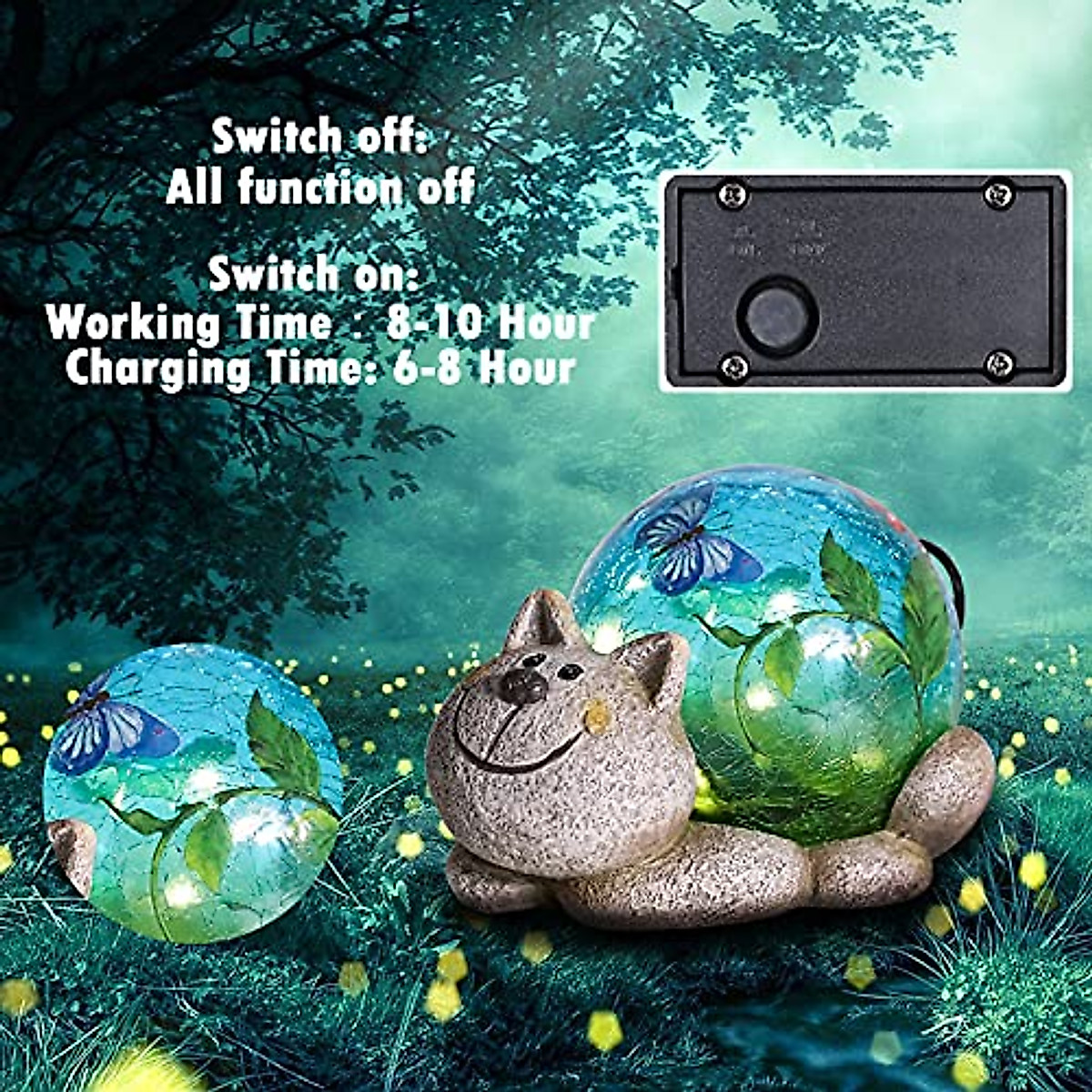 DREAM GARDEN Garden Statues - Solar Lights Garden Decorations Solar Sculptures Lawn Cat Ornaments for Outdoor Yard Patio Decor