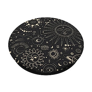 Astrological Space Stars Moon Sun Pattern Black PopSockets Standard PopGrip