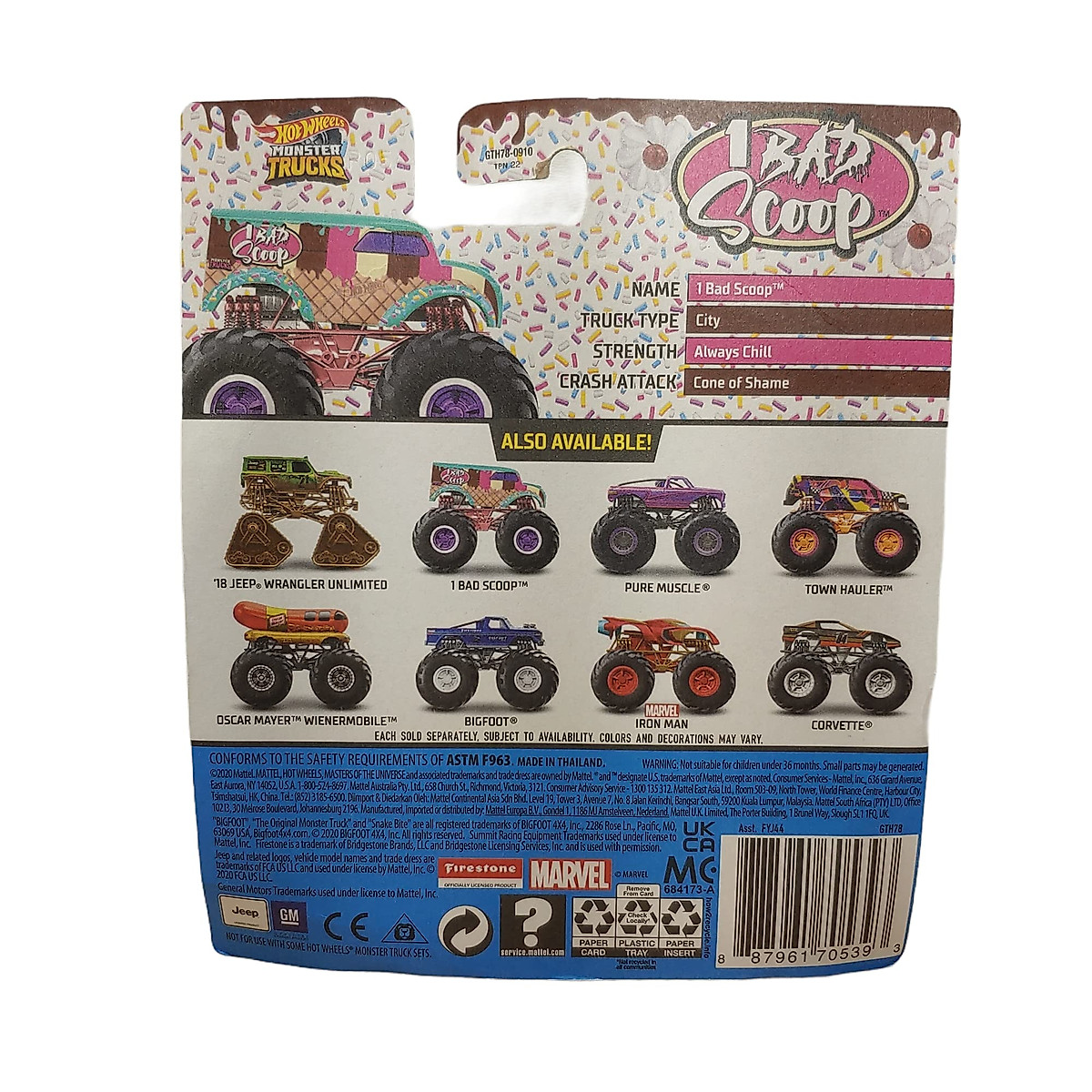 Hot Wheels Monster Trucks 1 Bad Scoop, Re-Crushable 42/75 1:64 Scale die cast