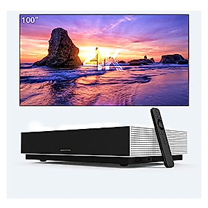 Laser 4K Projector Cinema Laser TV Ultra Short Focal Projector Smart Home Theater 2200 ANSI with MEMC Feature Projector (Color : Add 100inch Screen)