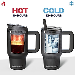 Frost Buddy Thicc Buddy - 16 oz Stainless Steel Vacuum Insulated Tumbler with Lid and Straw for Water - Travel Mug Cupholder Friendly - Gifts for Women Men Him Her (Beige Checkered)