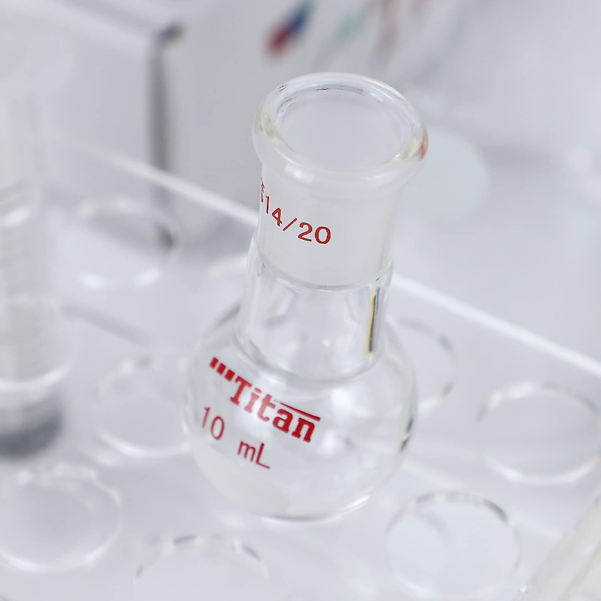 ADAMAS-BETA Lab Boiling Flasks 10mL Single Neck Round Bottom Boiling Flasks Borosilicate Glass with 14/20 Standard Taper Outer Joint