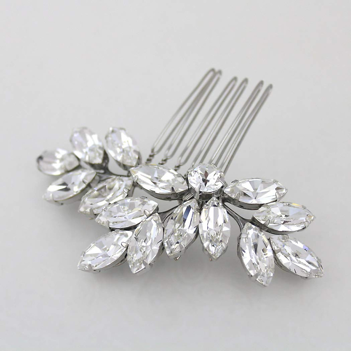 JAKAWIN Bride Crystal Wedding Hair Piece Rhinestone Hair Comb Bridal Hair Accessories for Women HC047 (Silver)