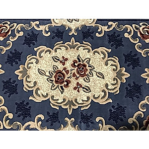 Traditional Aubusson Persian Area Rug Light Blue with Red Design 507 (5 Feet 3 Inch X 7 Feet 2 Inch)