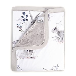Oilo Baby Blanket, Luxury Soft Plush Backing & 100% Turkish Cotton Jersey Print, Double Layered, 30" x 40", Rolled Jersey Edge Trim, Newborn Infant Crib Blanket, Cottontail Bunny