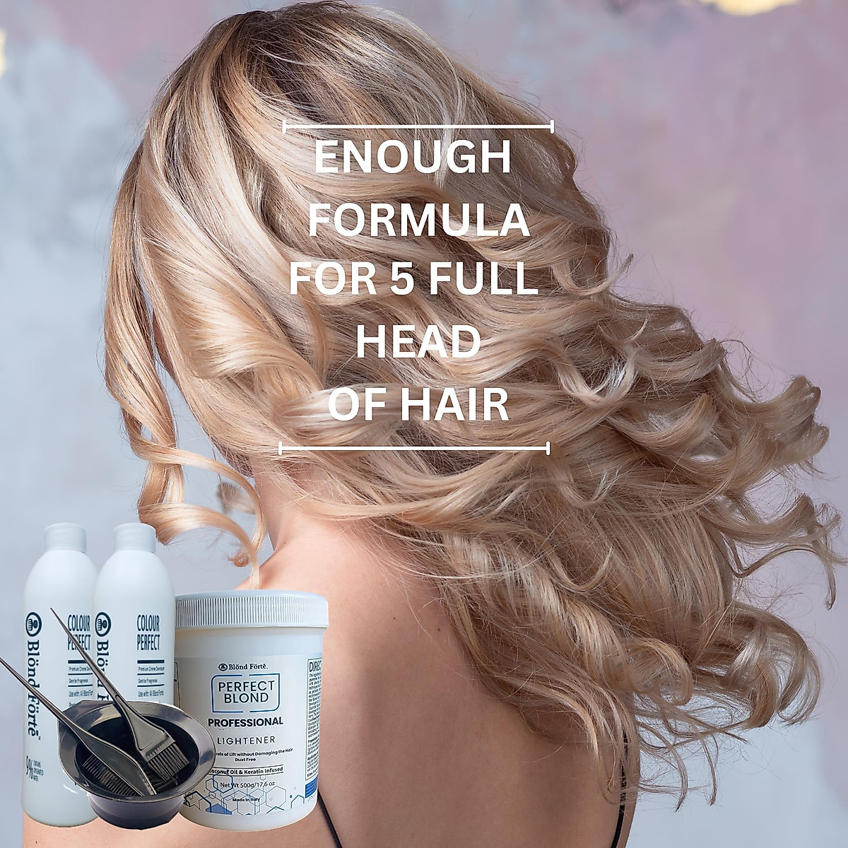 1.1 Pound Tub Premium White Toner Dye Hair Bleach Powder Lightener + 13.5 OZ 9% 40 Vol Developer +More (Blue Lightening Powder)