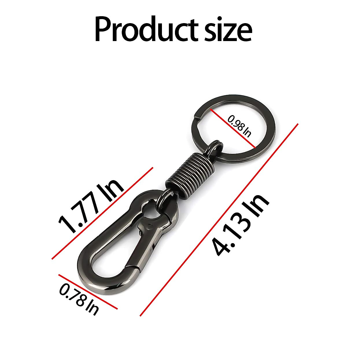2PCS Carabiner Shape Keychains, Zinc Alloy Spring Keyring, Anti-Lost Retractable Clip Keyring, Gourd Buckle Keyfob Key Holder
